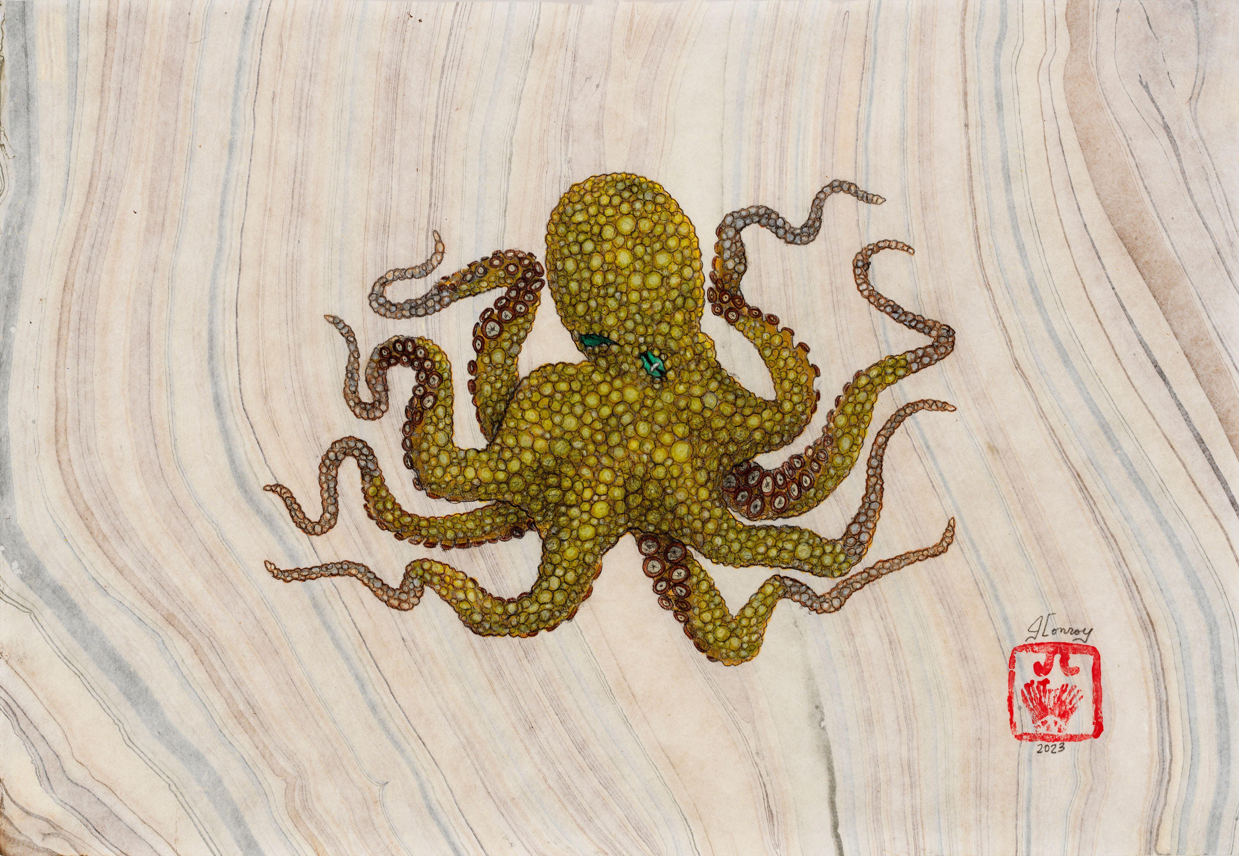 Jeff Conroy - Lemon Meringue - Gyotaku Style Sumi Ink Painting of a ...