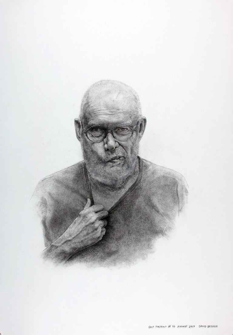 David Becker - Self Portrait at 80 - Realist Charcoal on Paper Drawing ...
