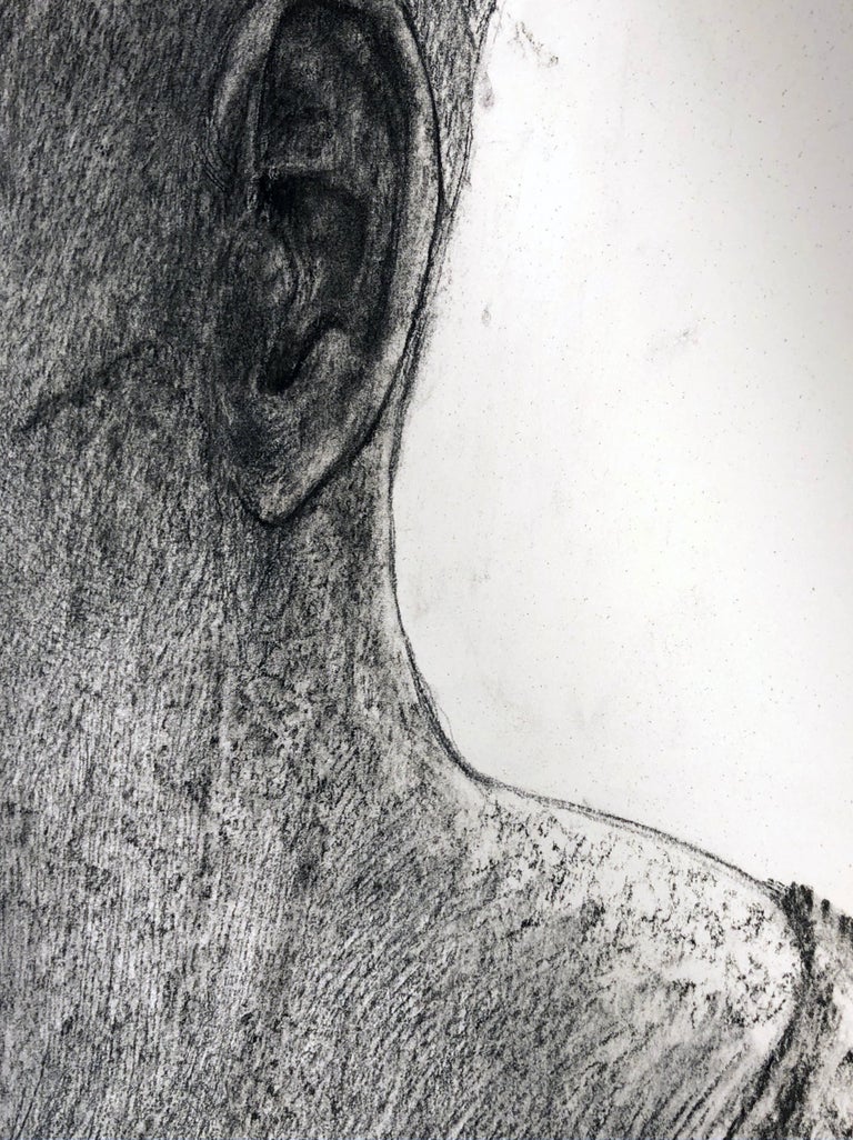David Becker - Sweat Band #3, Charcoal Drawing, Bust of a Man Wearing a ...