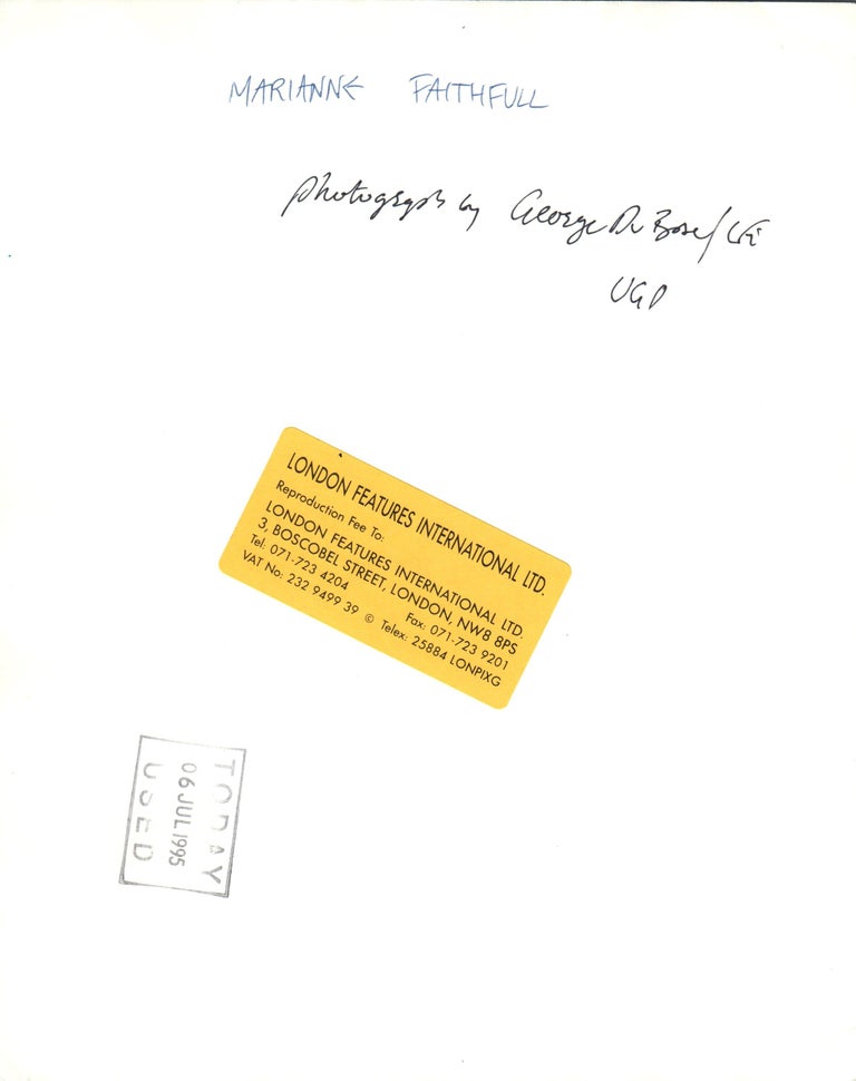 George de Bose - Marianne Faithfull Posed in the Studio Vintage ...