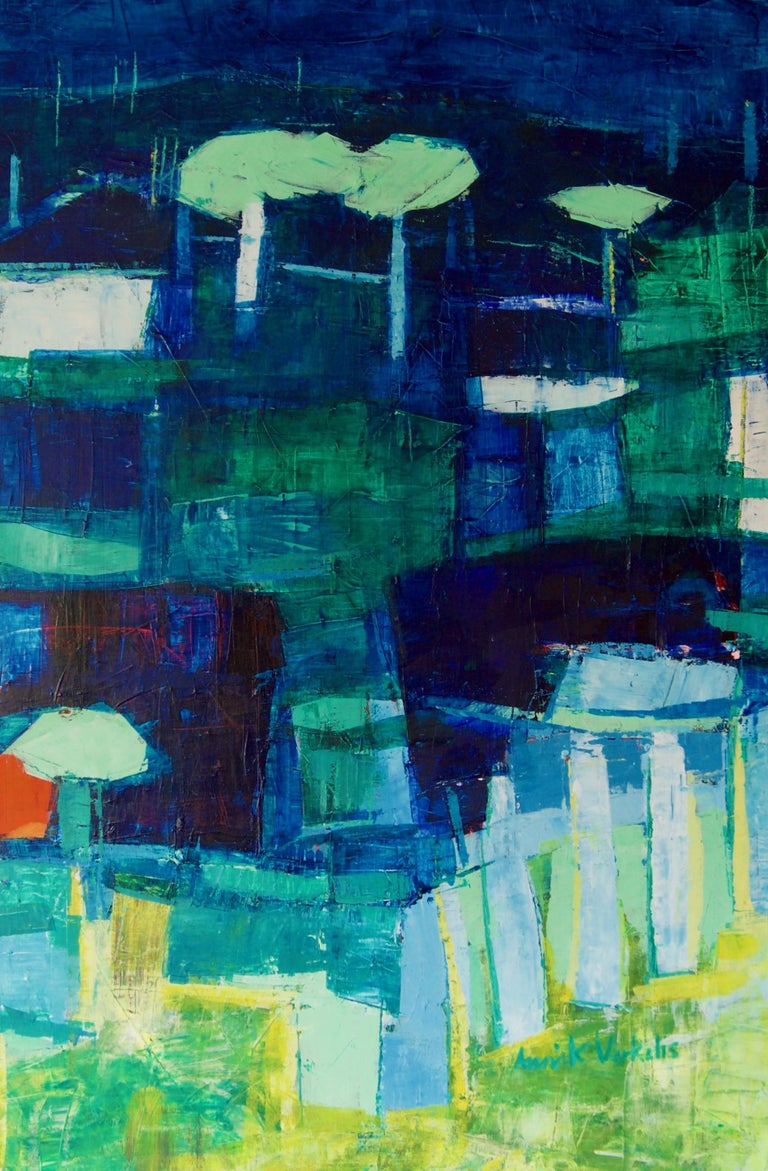 Amrik Varkalis - Abstract Landscape - Late 20th Century Acrylic ...