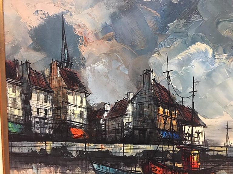 M Edward Griff - Marine Oil Painting by M Edward Griff A HARBOR SCENE ...