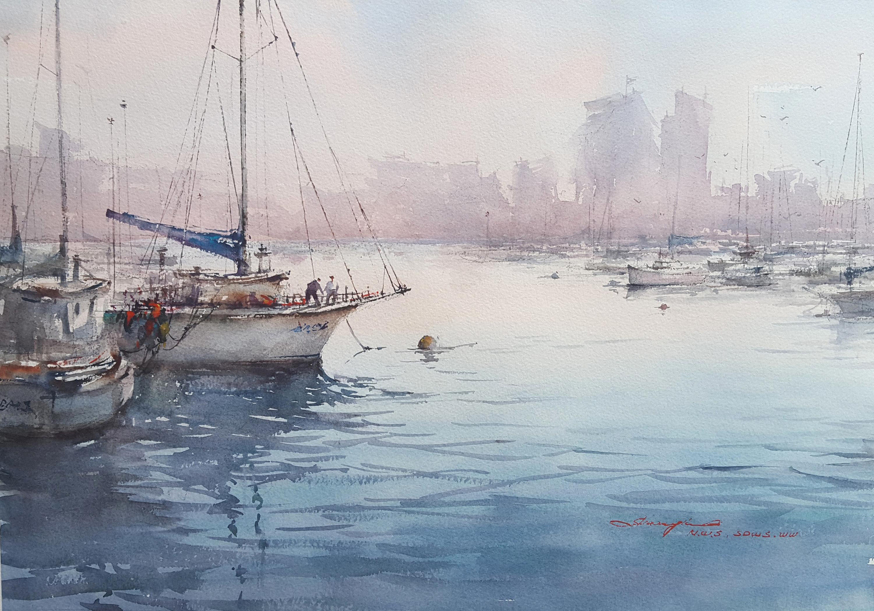 Shuang Li - San Diego Harbor For Sale at 1stDibs | shuang li watercolor ...