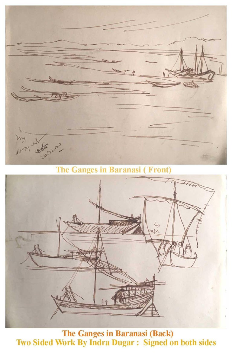 Indra Dugar - The Ganges in Varanasi, Ink on paper, inspired by Master ...