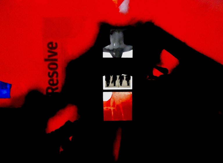 Rathin Kanji - No Issue-Issue Resolve, Abstract, Acrylic on Canvas, Red ...