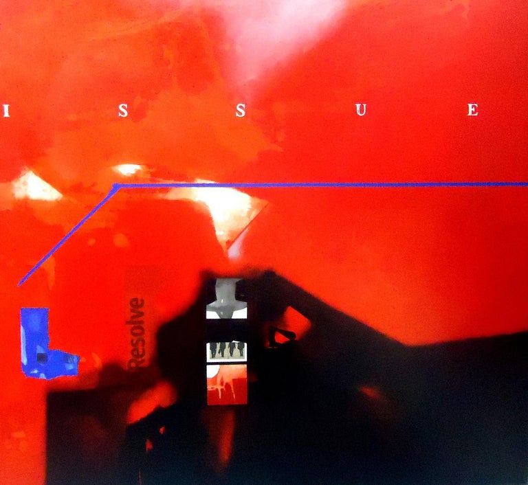 Rathin Kanji - No Issue-Issue Resolve, Abstract, Acrylic on Canvas, Red ...