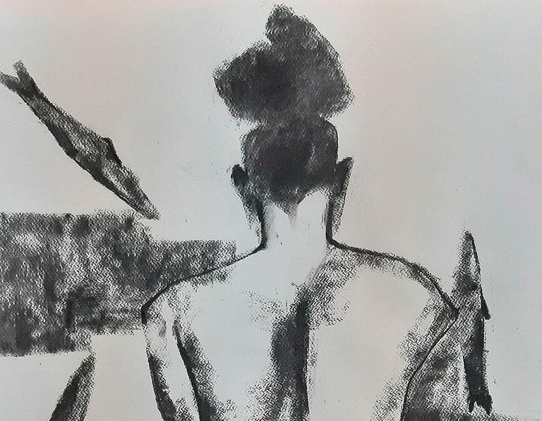 Debabrata Basu - Survival II, Charcoal on Fabriano Paper, Black, White ...