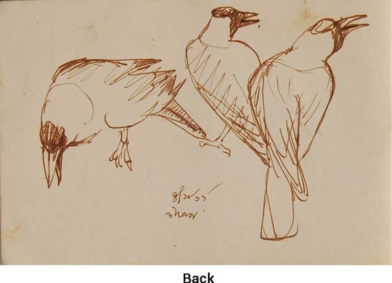Dipen Bose - Crows Series, Watercolour on paper, Rare Art by Indian ...
