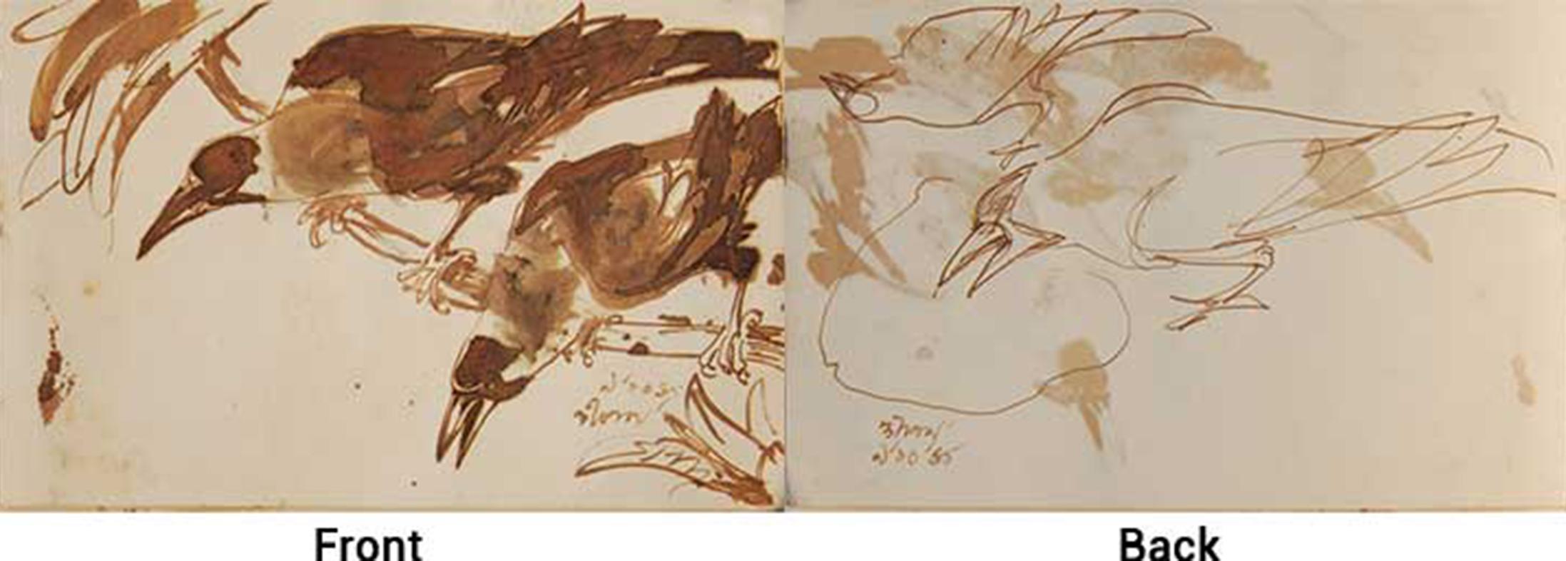 Dipen Bose - Crows Series, Watercolour on paper, Rare Art by Indian ...
