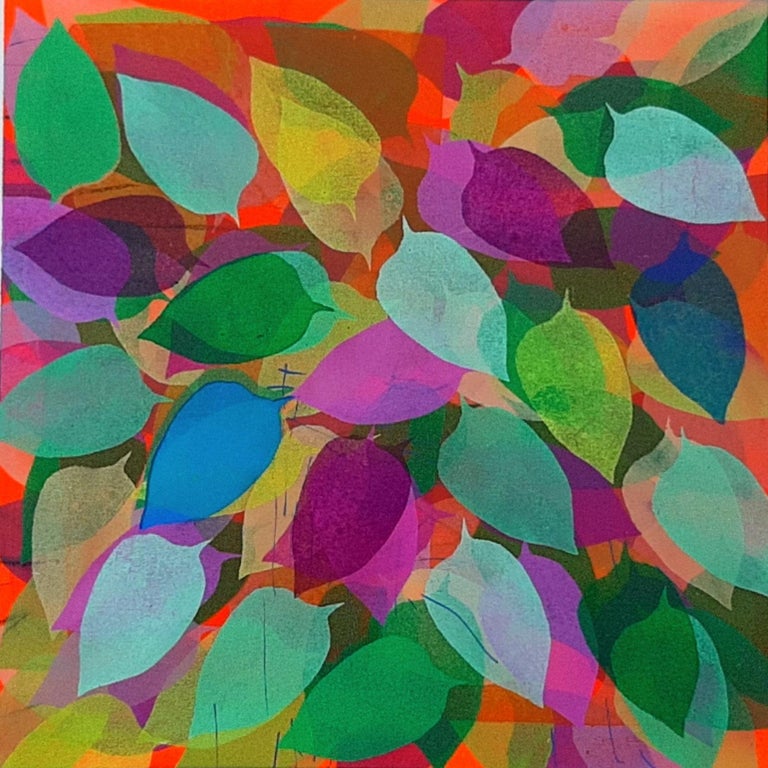 Rahim Mirza - Petals , Acrylic on Canvas, Red, Pink, Blue by ...