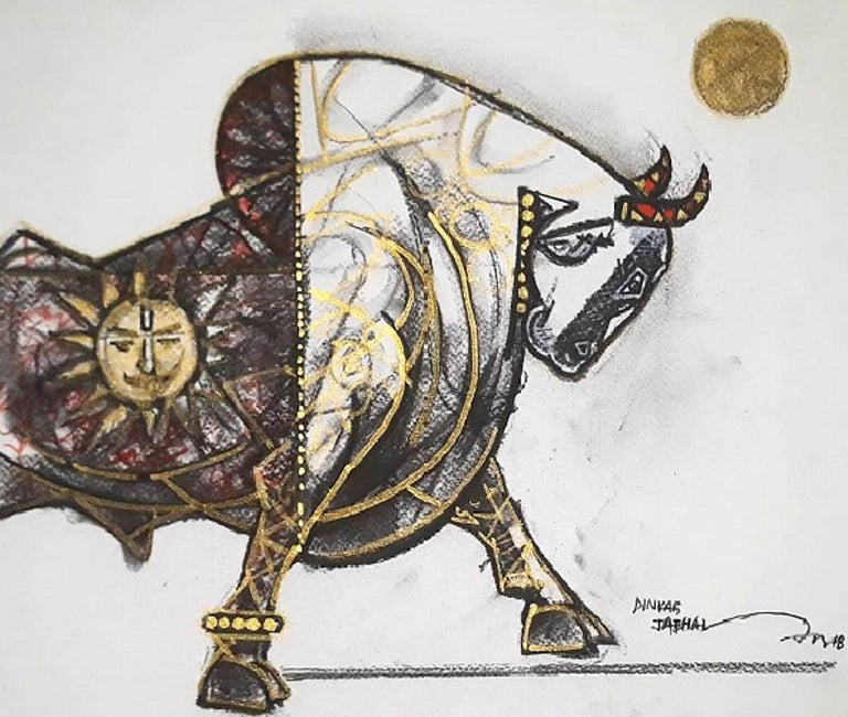 Dinkar Jadhav - Celebration-1, Mixed Media Art on Paper by Contemporary ...
