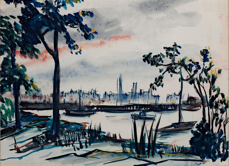 Joseph Ferrara - "Milwaukee Harbor," Original Watercolor Seascape ...