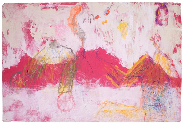 Reginald K. Gee - "Amay," Oil Pastel and Watercolor on Red Paper signed ...