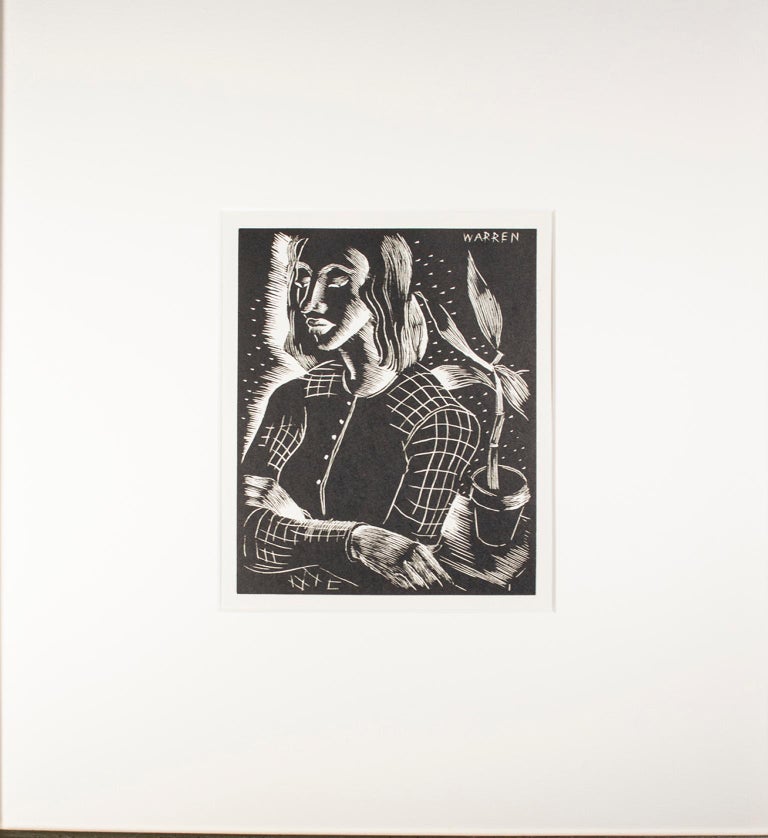 Barbara K. Warren Weisman - "Portrait of a Girl," Wood Engraving signed ...