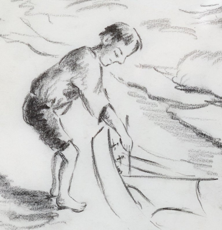 Francesco Spicuzza - Boy Launching a Sailing Boat For Sale at 1stDibs