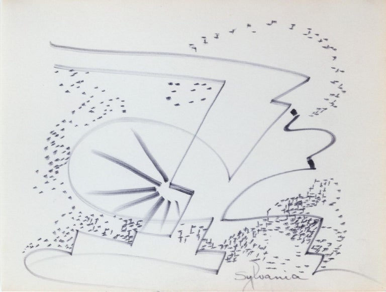 Sylvia Spicuzza - 'Birds in Futuristic Urban Landscape' abstract black ...