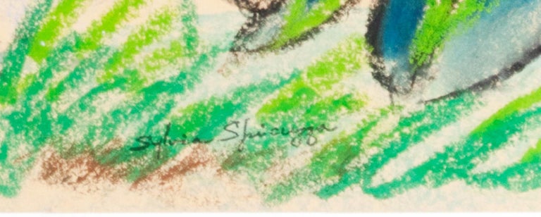Sylvia Spicuzza - 'Robin With Tulips' Pastel, stamped signature lower ...
