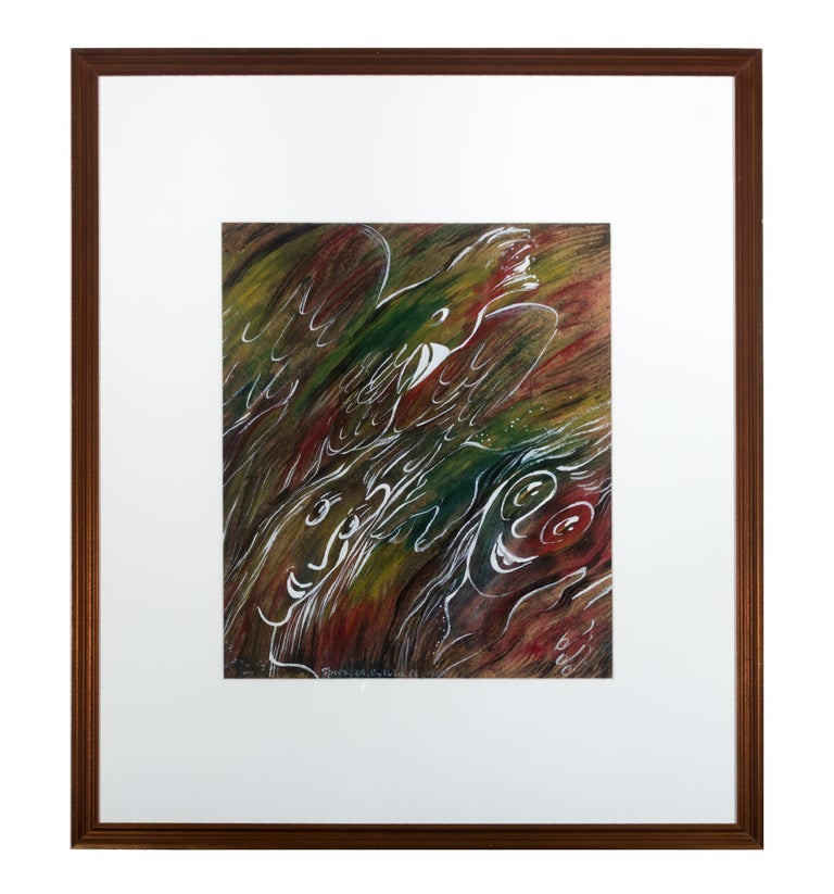 Sylvia Spicuzza - 'Two Faces With A Bird #339' signed watercolor For ...