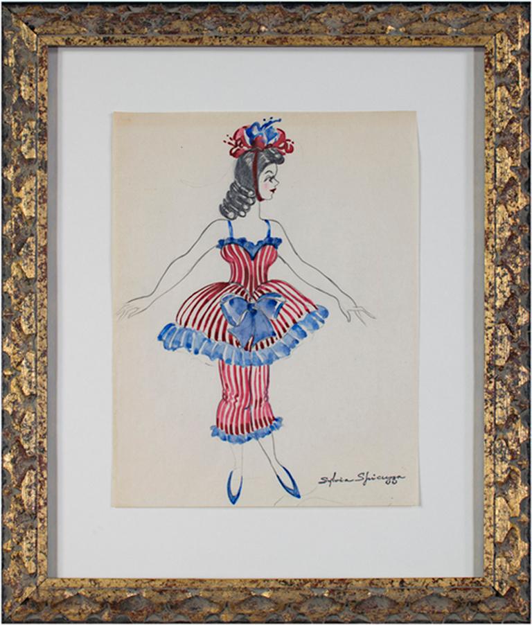 Sylvia Spicuzza - "Woman in Fancy Costume Estate #752," Watercolor and ...