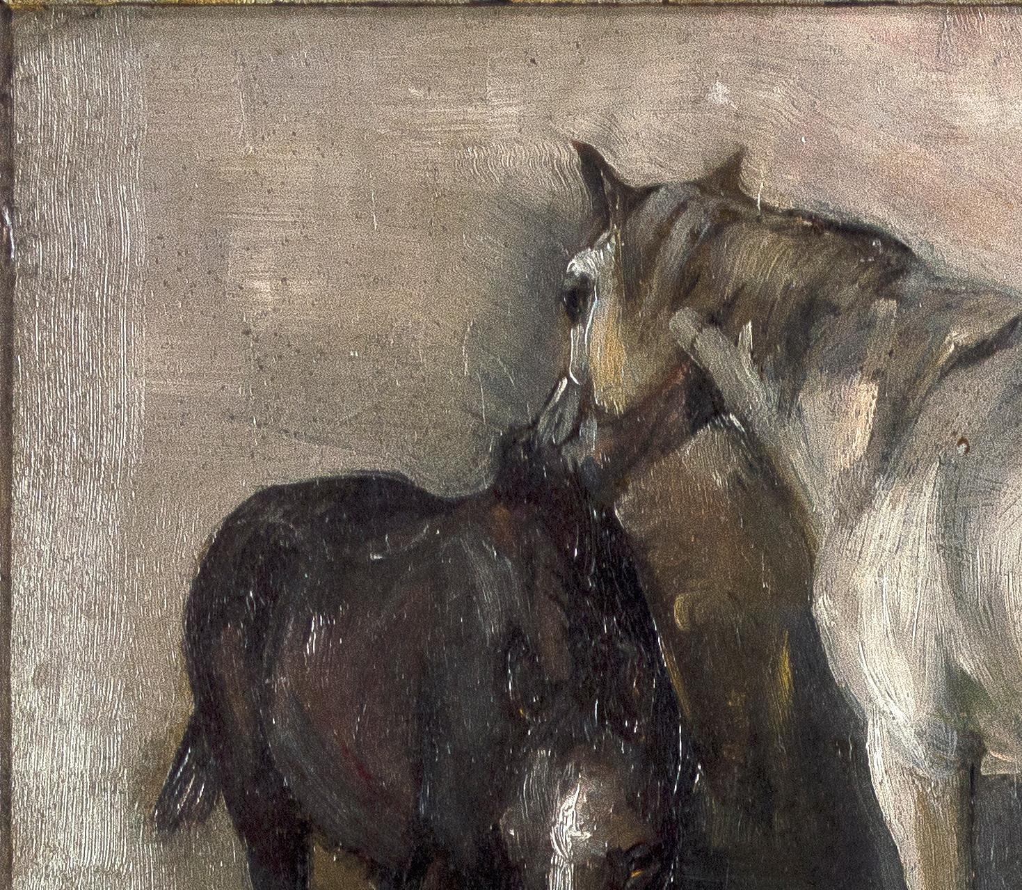 Richard Lorenz - 'Two Horses, and Landscape' original oil painting by ...