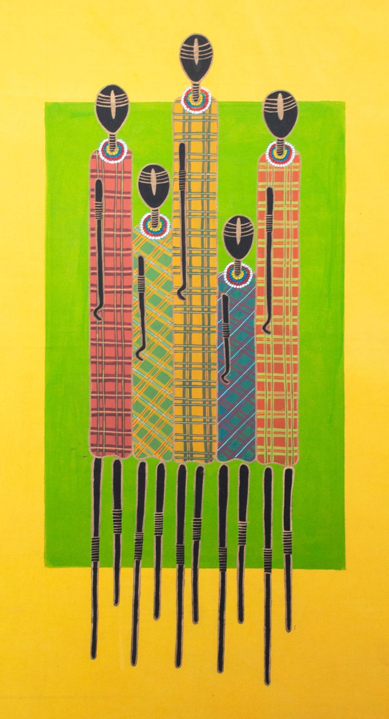 Stella Atal - 'Hunters' original acrylic painting signed by Stella Atal ...