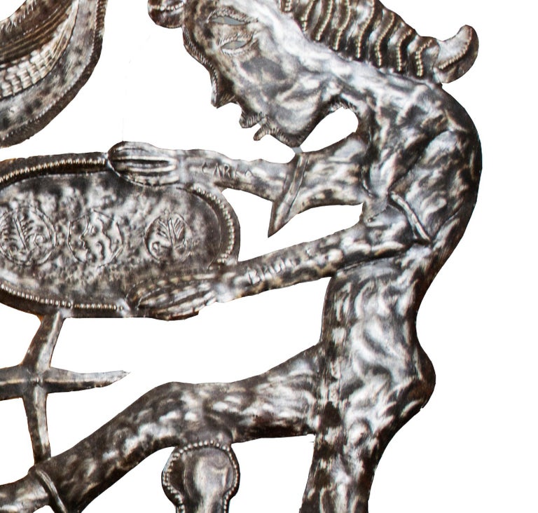 Jean Carlo Brutus - 'Bossou (Horned Bull)' original steel drum relief ...