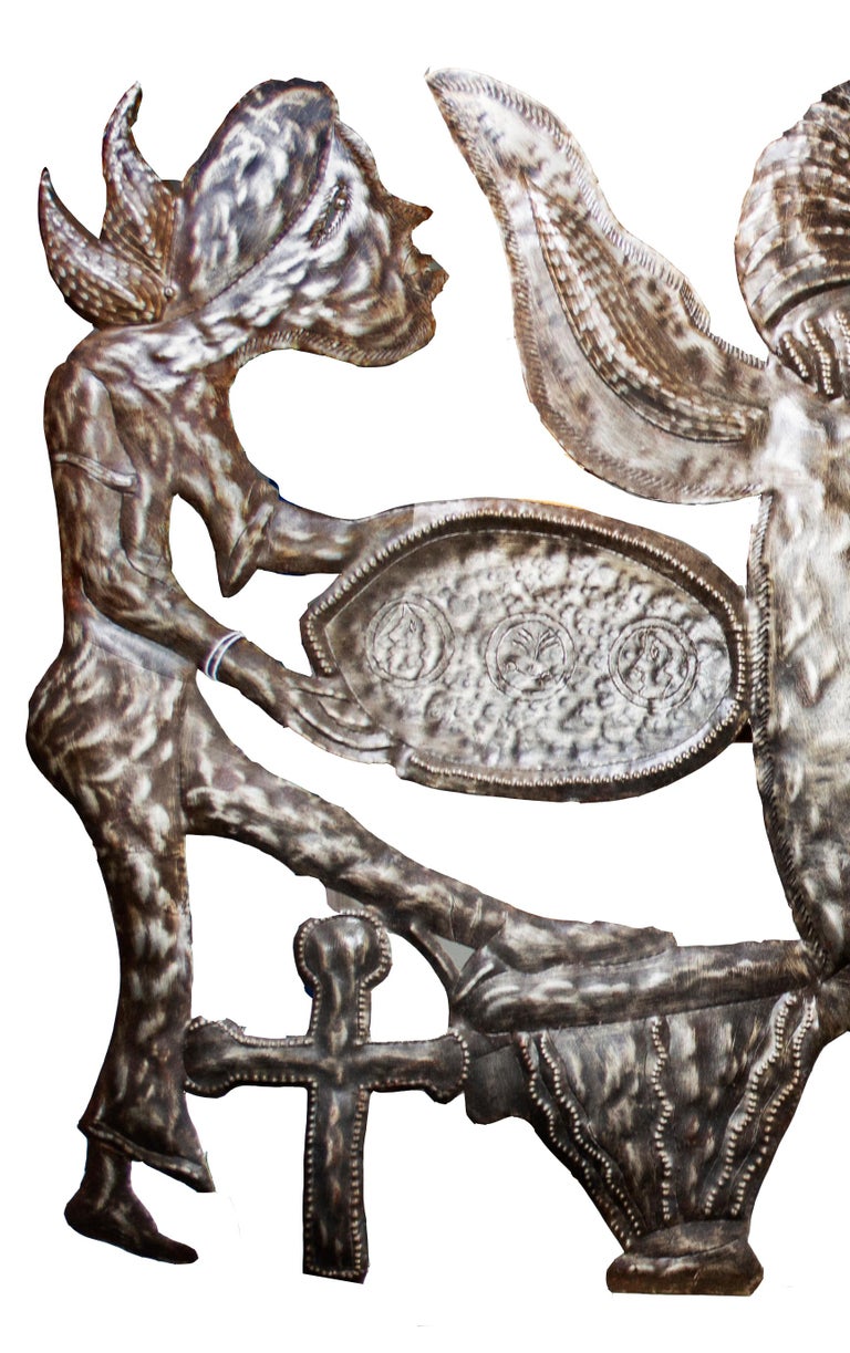 Jean Carlo Brutus - 'Bossou (Horned Bull)' original steel drum relief ...