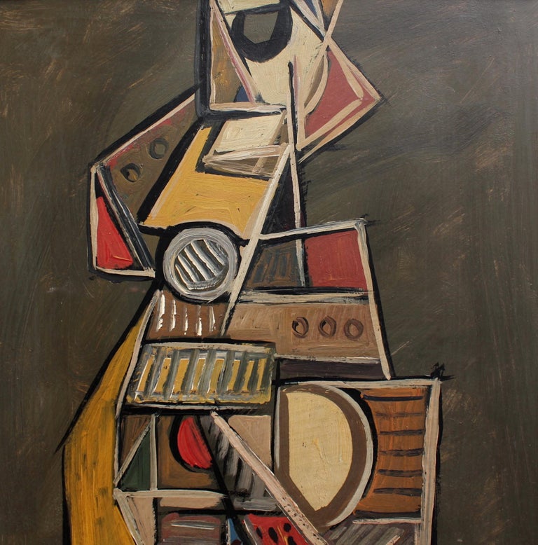 STM - 'Cubist Instrumentalist' by V.R., Mid-Century Abstract Oil ...