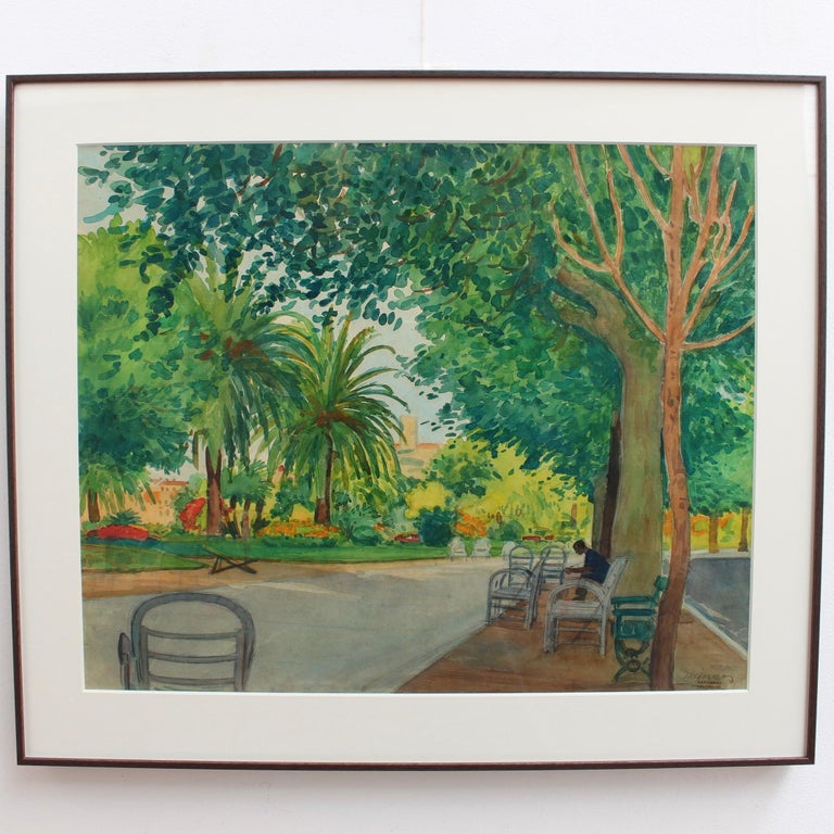 Tony Minartz - A View of the Park in Menton For Sale at 1stDibs