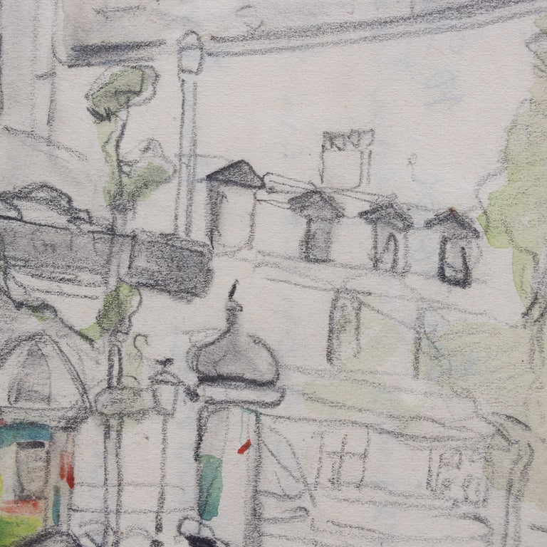 Unknown Set Of Two Historical Pencil Drawings Of Early 20th Century