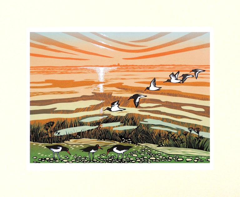 Rob Barnes - Rob Barnes, Saltmarsh at Low Tide, Limited Edition Linocut ...