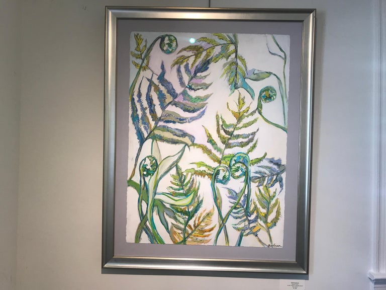 Kelli Kaufman - Autumn Fern, Vertical Framed Mixed Media on Paper Fern ...
