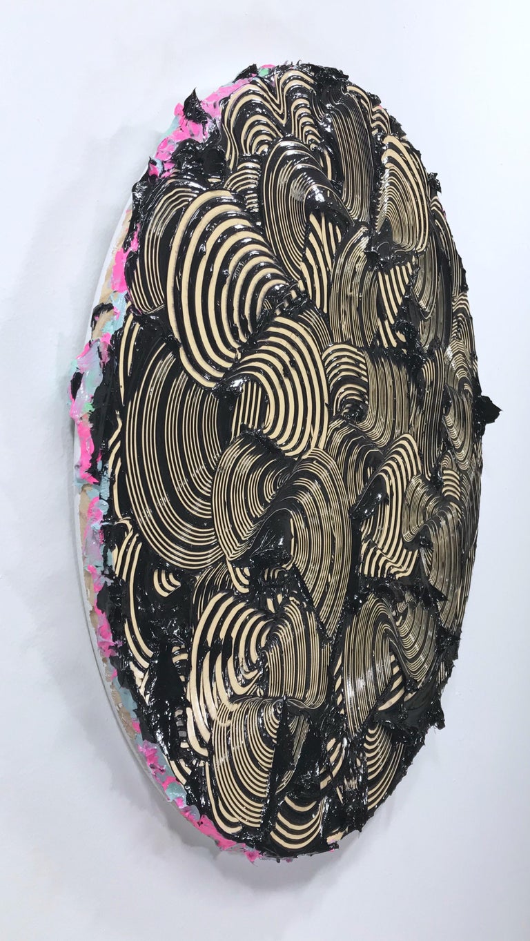 Tim Nikiforuk - Sabine - textured contemporary painting, colorful, gold ...