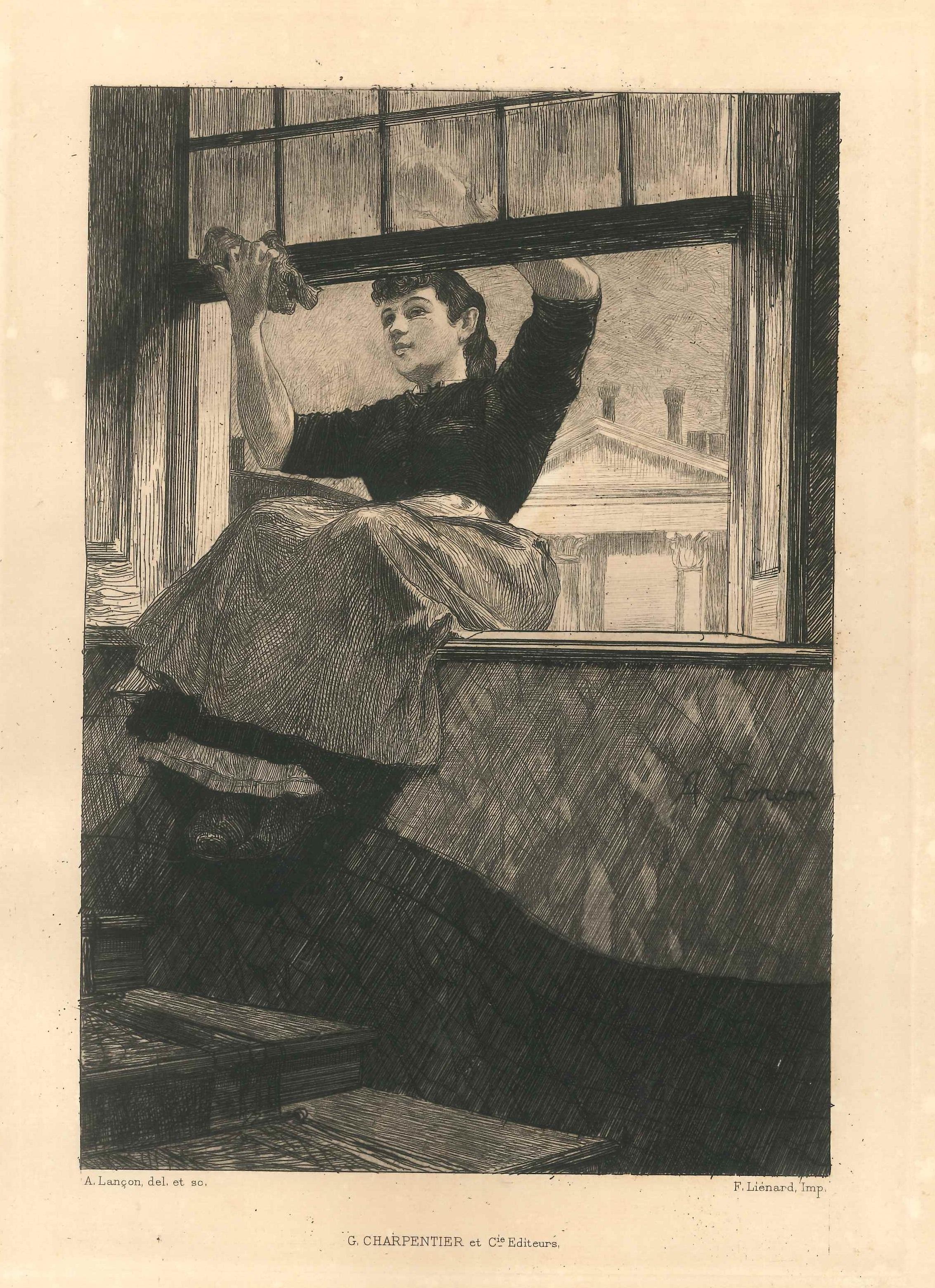 Auguste Lançon - Housekeeper - Original Black and White Etching by ...