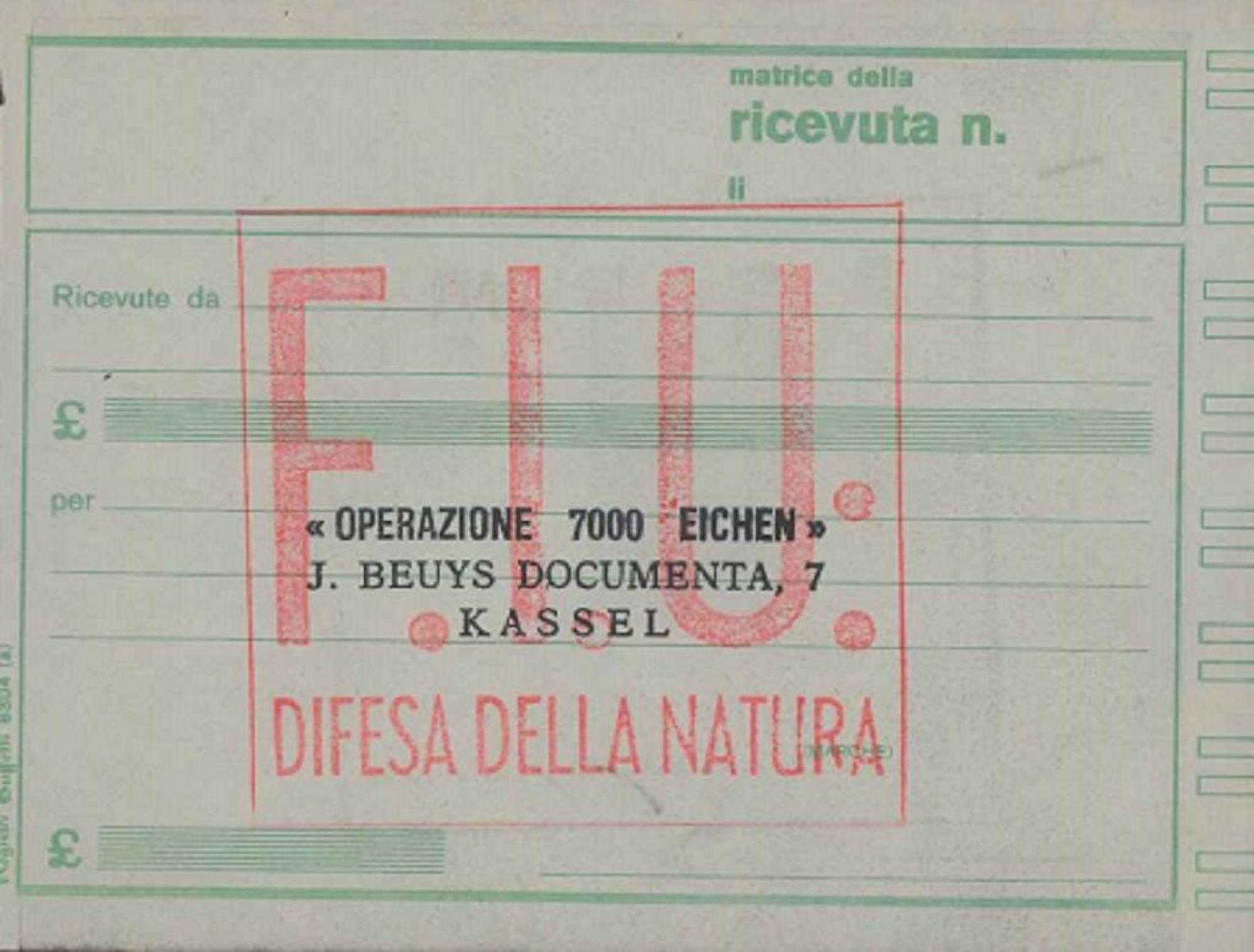 Joseph Beuys - Operation 7000 Eichen - Original Receipt by Joseph Beuys ...