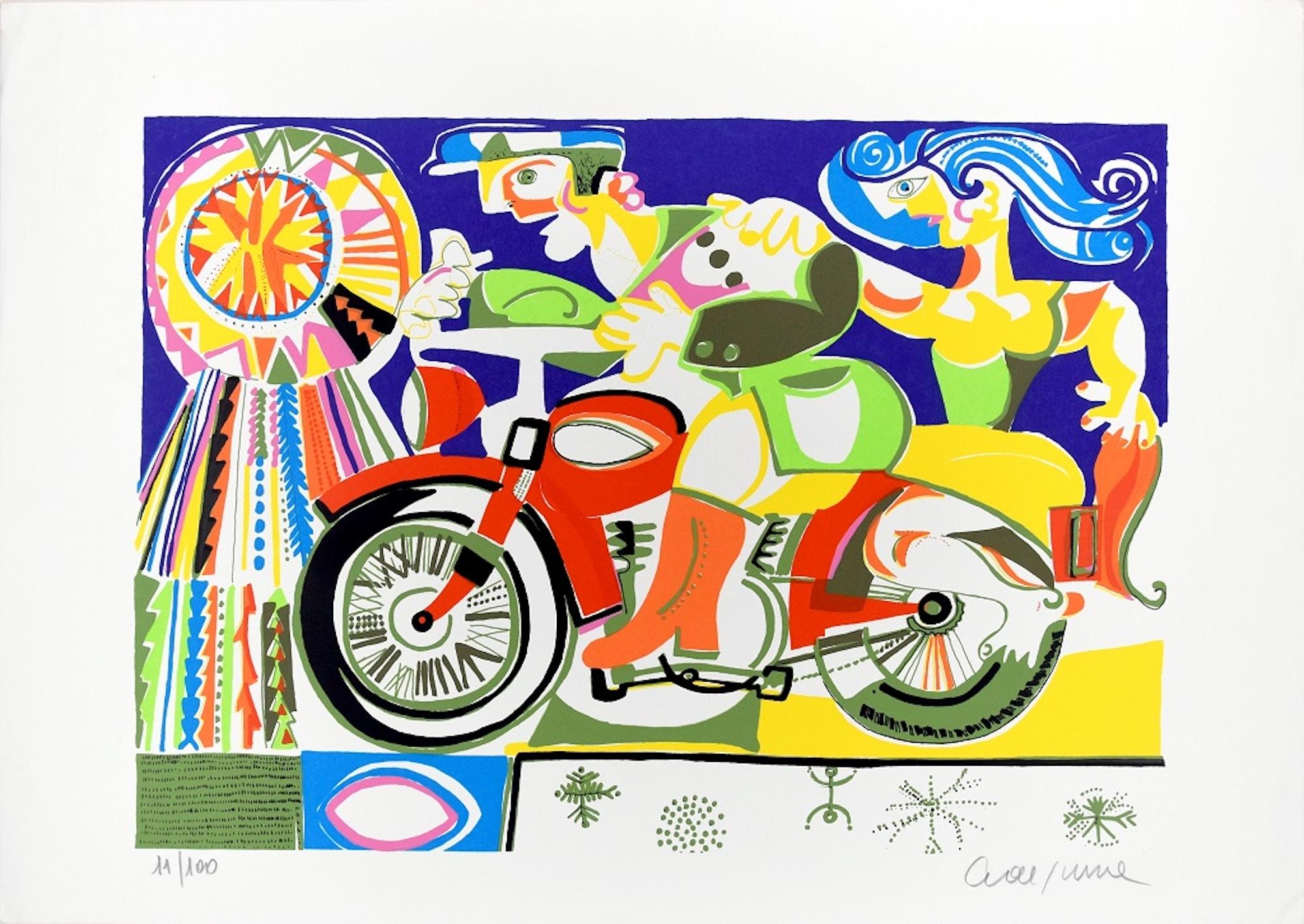 Giovanni De Simone - Il Motociclista (The Rider) - Original Lithograph ...