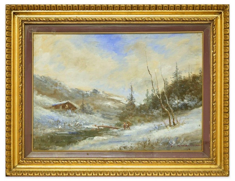 Francesco Mancini - Snowy Landscape - Oil on Canvas by Francesco ...