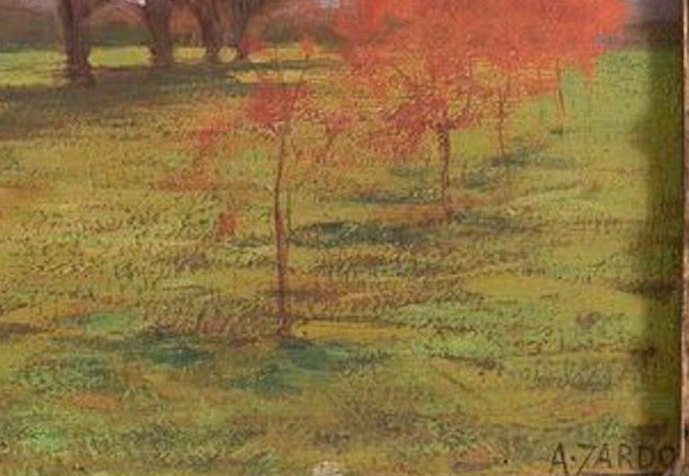Alberto Zardo - Landscape with Trees - Oil on Cardboard by Alberto ...