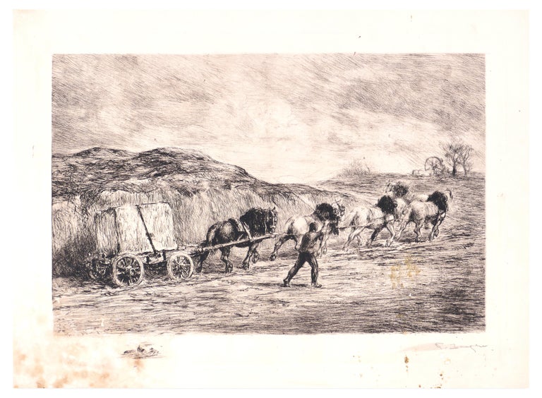 Frédéric Jacque - Horse Team - Original Etching by F. Jacque - Late ...