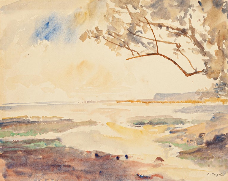 André Ragot - Paysage tropical - Aquarelle d'André Ragot - années 1960 ...