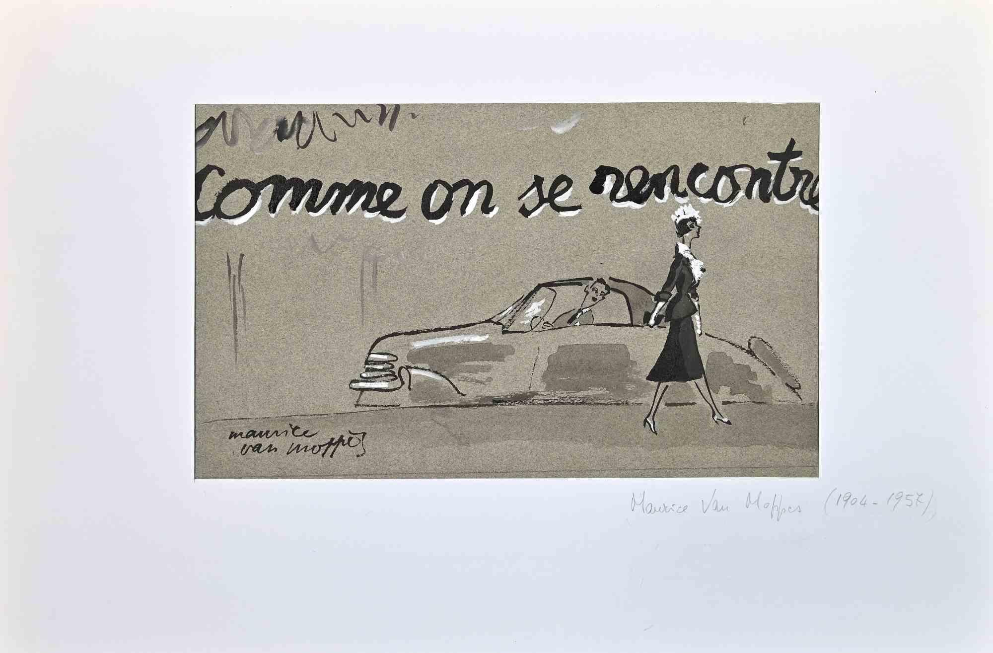 Maurice Van Moppes - Ocean - Original Ink and Watercolor by Maurice Van ...