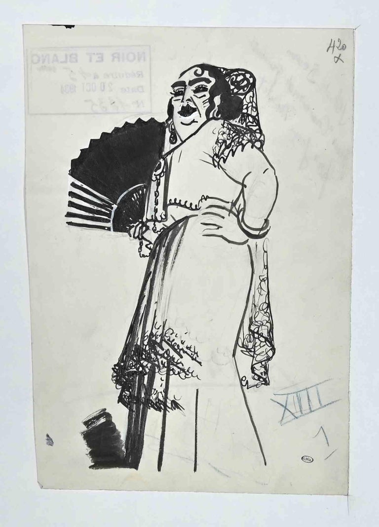 Unknown - Grotesque Portrait - Original Drawing - Early 20th century ...