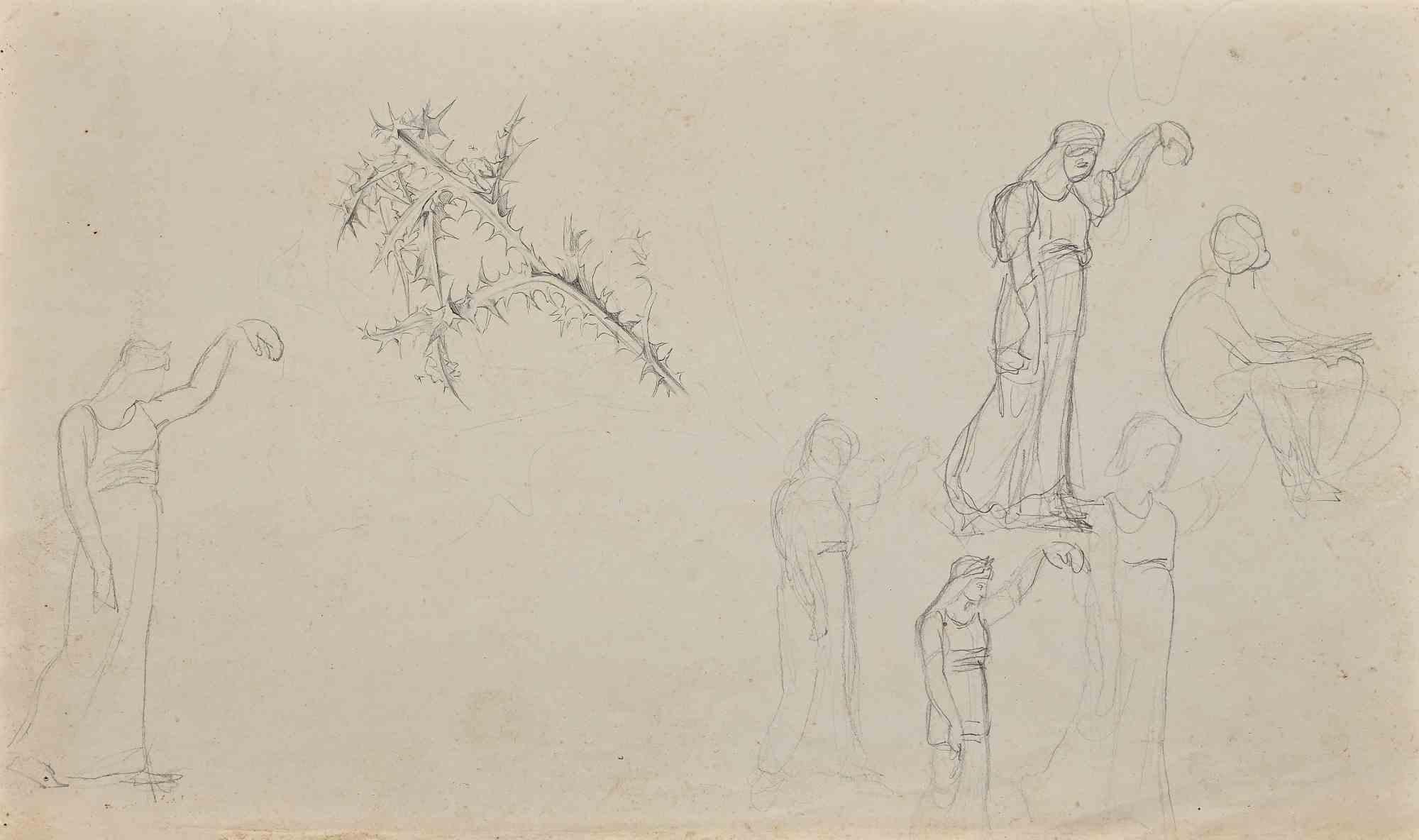 Giovanni (Nino) Costa - Two Studies of a Female Figure - 19th Century ...