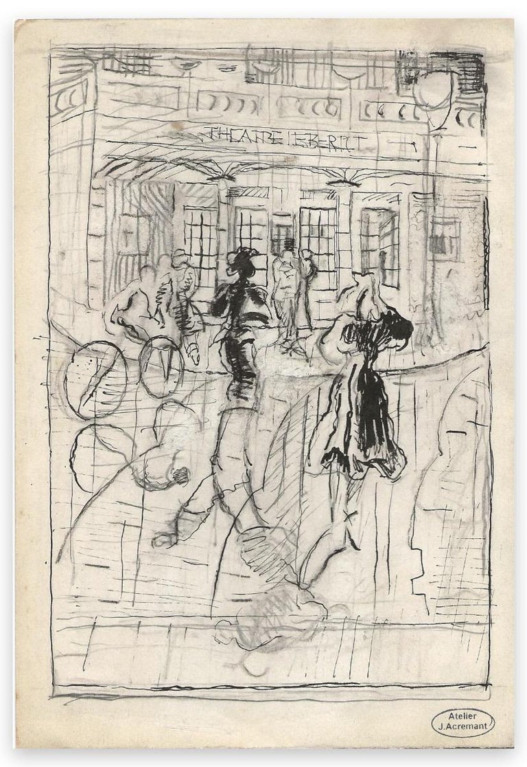 Jacques Acremant - Théatre Ebert - Original Drawing by Jacques Acremant ...