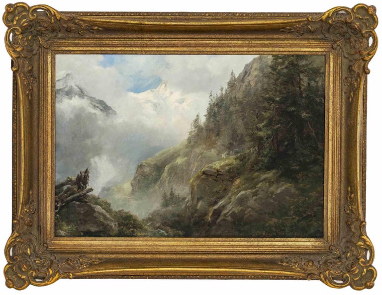 Cloudy Mountain Landscape - China Ink Drawing attr. E.T. Compton - 19th ...