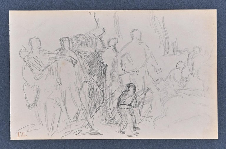 Fernand Cormon - Groupe d'Hommes et d'Enfants - dessin original de ...