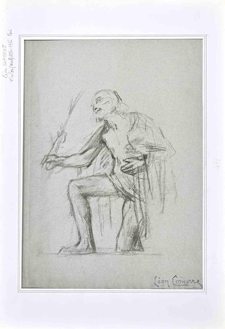 Léon-François Comerre - Figure of Man - Original Drawing by Léon ...