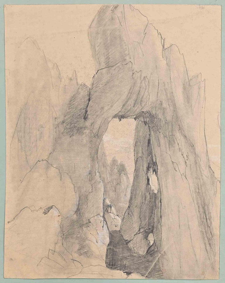 Henri Regnault - Mountains - dessin original au crayon d'Henri Regnault ...