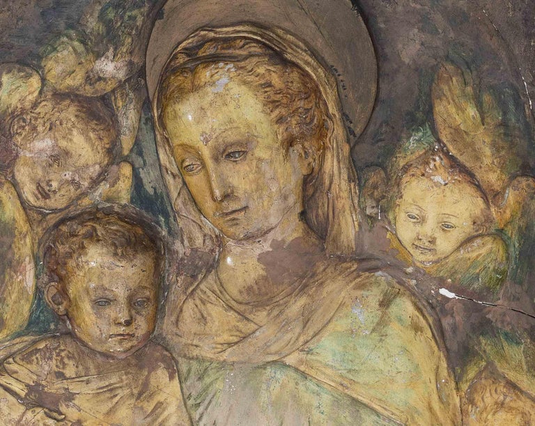 Unknown - Madonna and Child - Original Coloured Chalk Drawing - 19th Century For Sale at 1stDibs