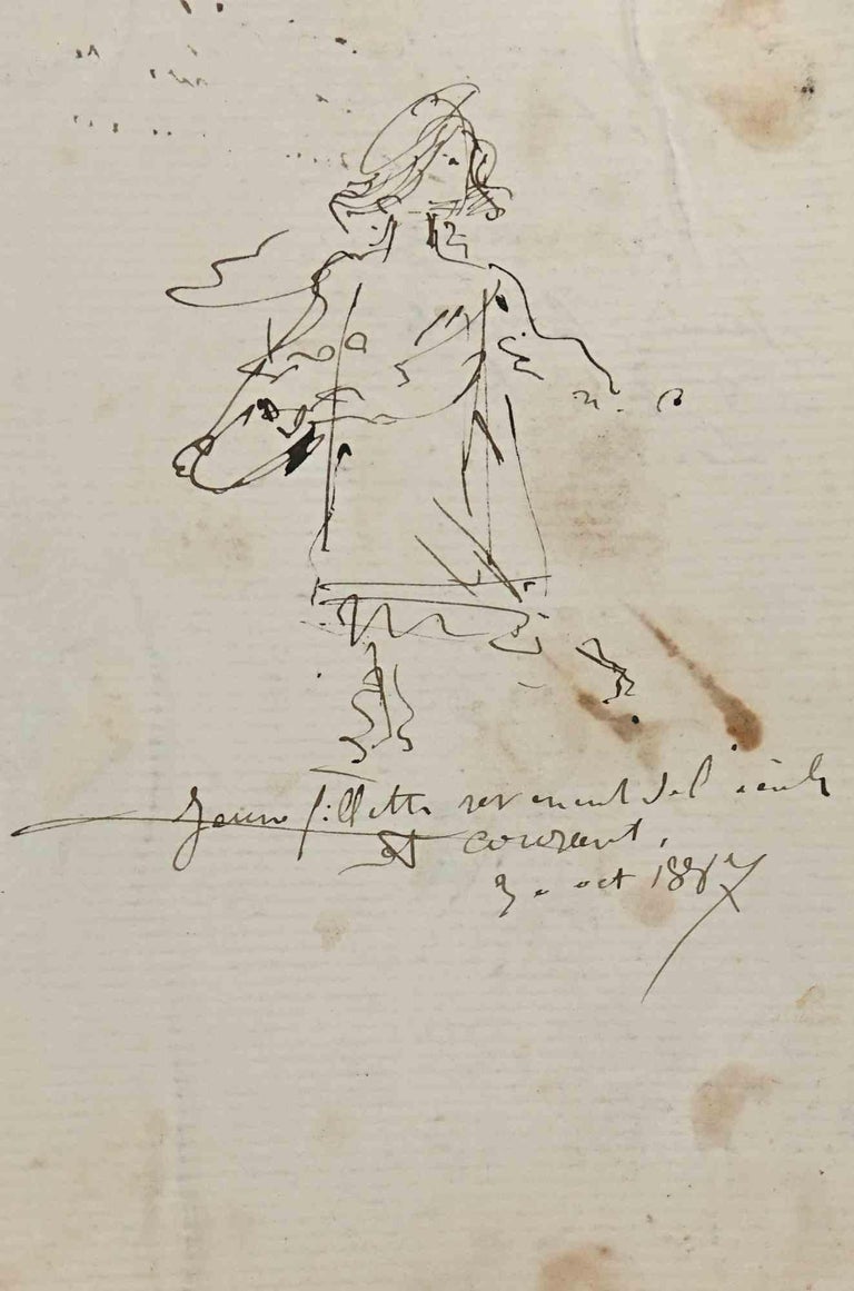 Henri Lehmann - Sketch - Original Drawing by Henri Lehmann - 19th ...